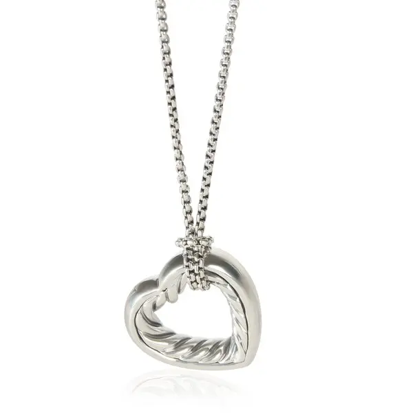 David Yurman Sterling Silver Cable Heart Necklace - Sterling_silver