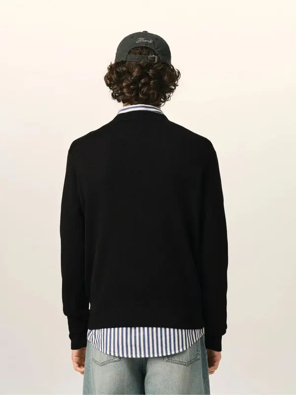 AMI Paris Crew Neck Sweater With De Coeur Emblem - Black