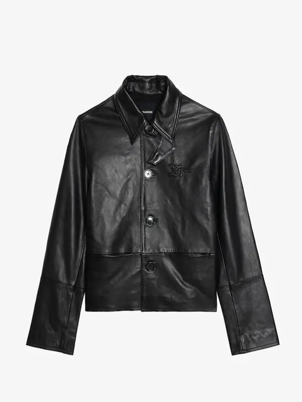 Zadig&Voltaire Leather Cropped Jacket - Black