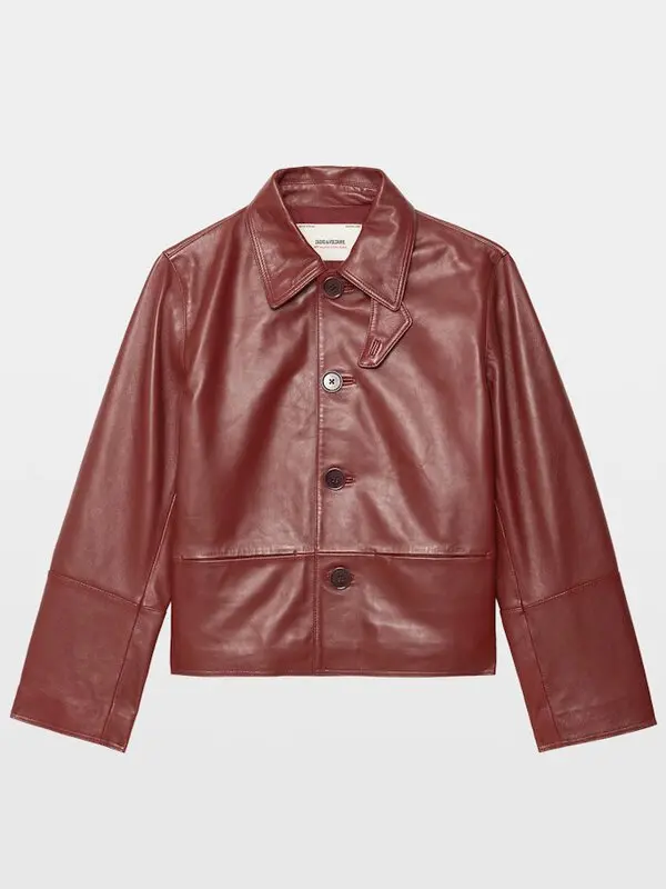 Zadig&Voltaire Cropped Leather Jacket With Classic Collar