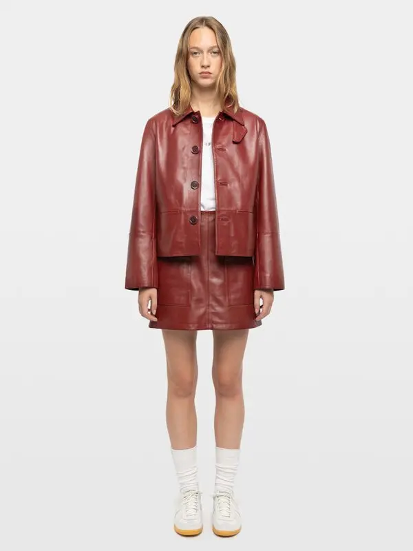 Zadig&Voltaire Cropped Leather Jacket With Classic Collar
