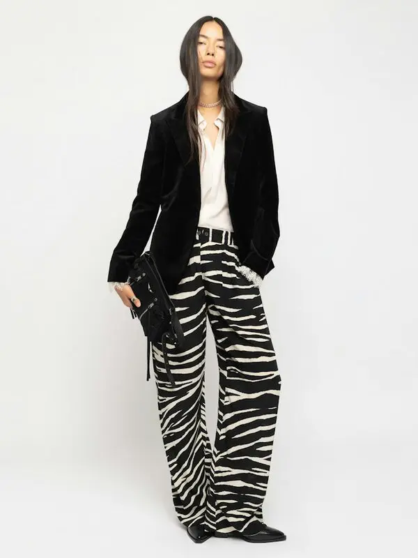 Zadig&Voltaire Zebra Print Pajama-style Pants - Black
