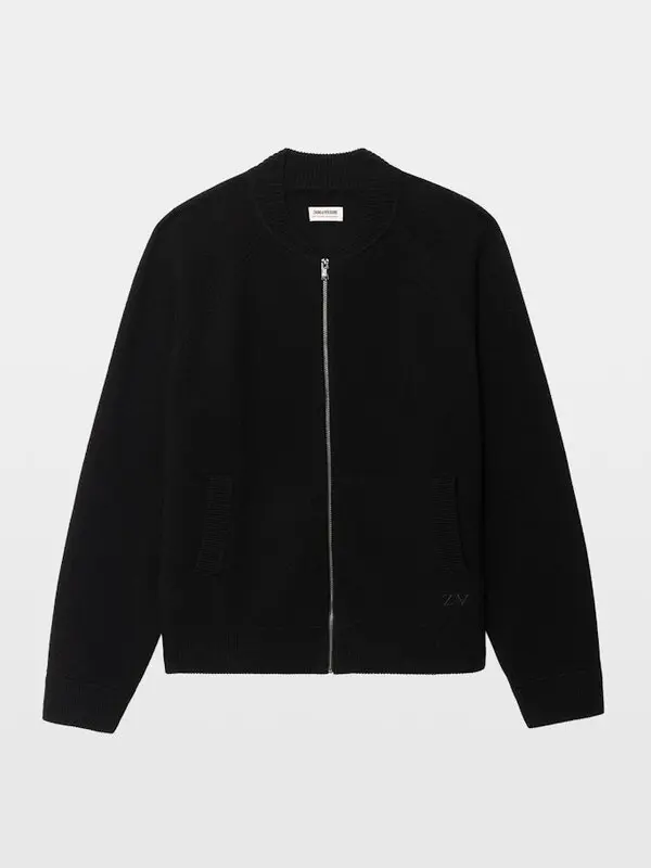 Zadig&Voltaire Gweno Wool & Cashmere Zip-up Cardigan - Black
