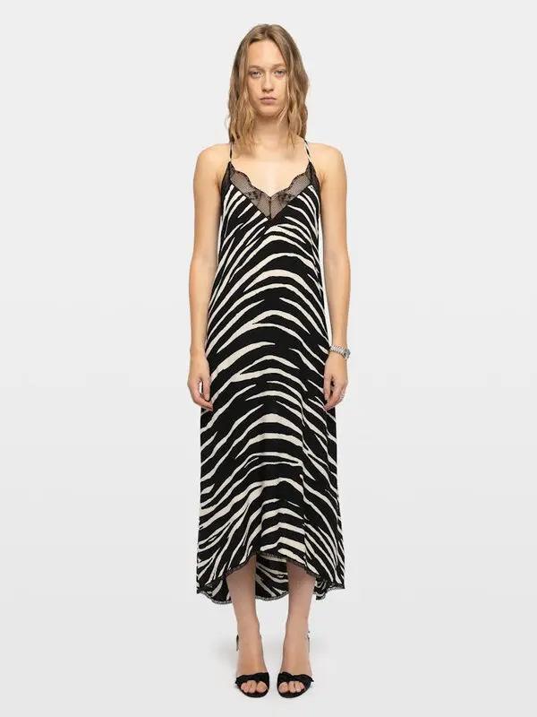 Zadig&Voltaire Risty Zebra Print Lace Midi Dress