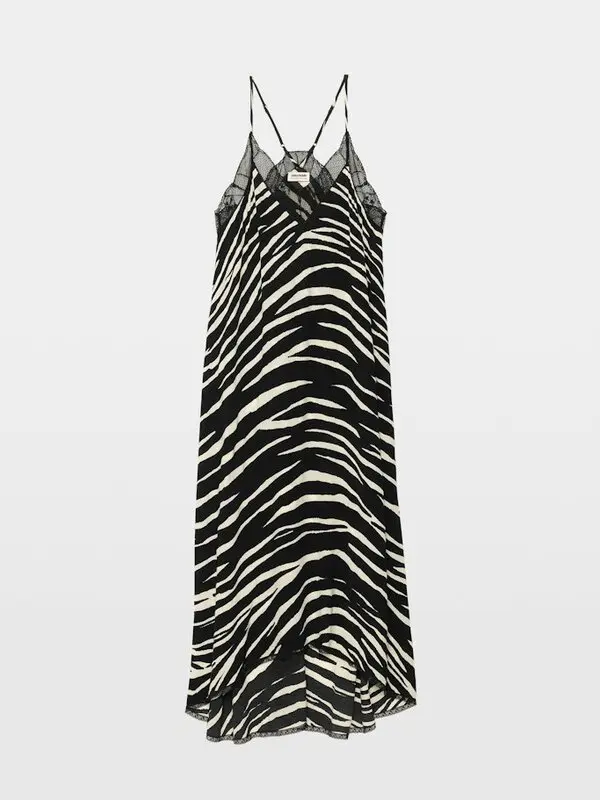 Zadig&Voltaire Risty Zebra Print Lace Midi Dress - Black