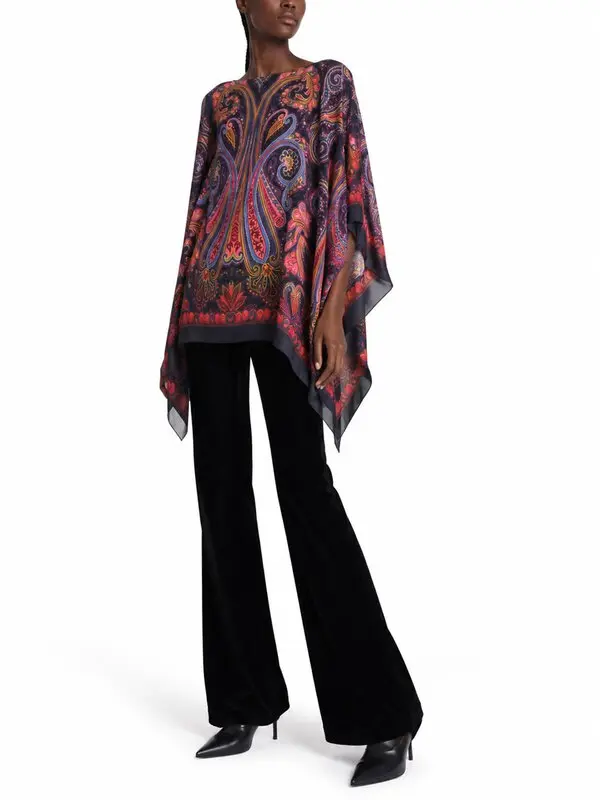 Etro Top Poncho Con Stampa