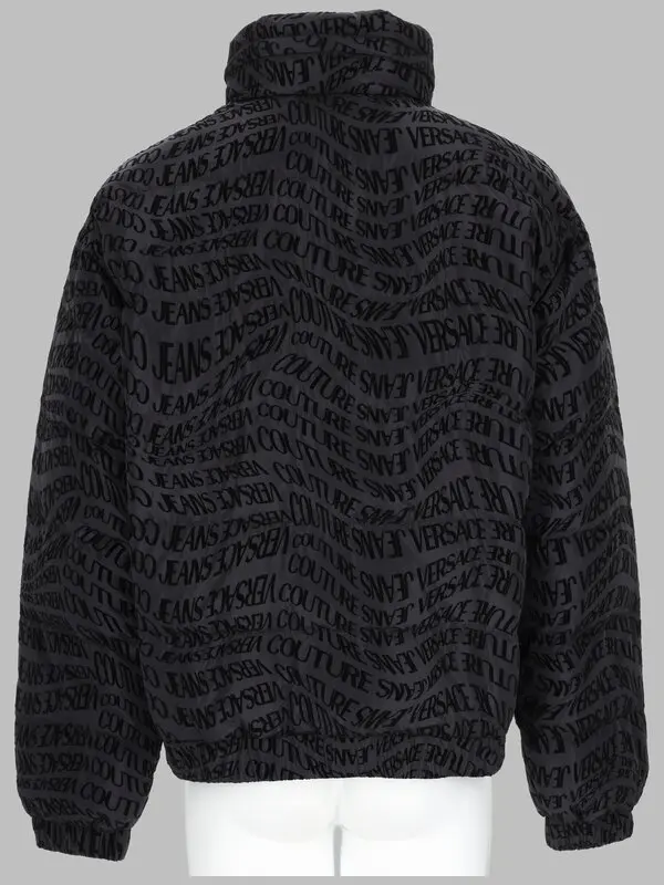 Versace High Neck Zip-up Jacket With All-over Logo Print