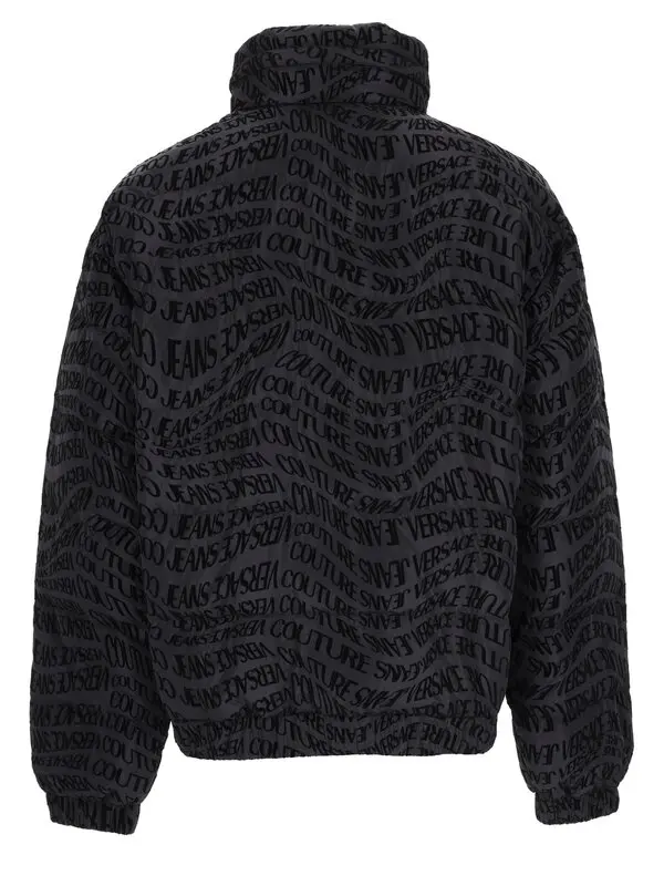 Versace High Neck Zip-up Jacket With All-over Logo Print