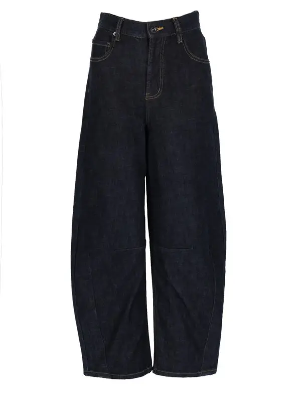 SELF-PORTRAIT Straight Leg Cotton Denim Jeans