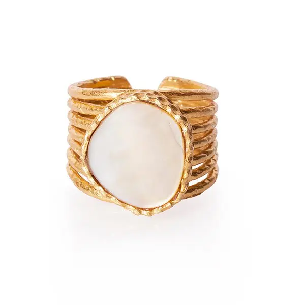 CHRISTINA GREENE Stackable Ring In Pearl - Gold
