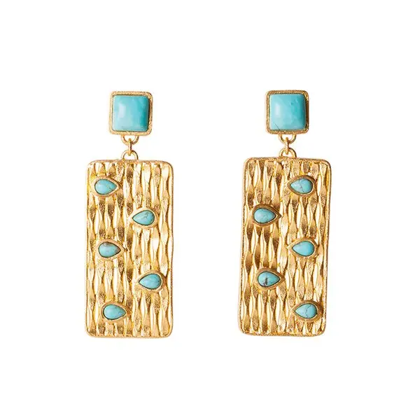 CHRISTINA GREENE Peakaboo Earrings In Turquoise - Gold