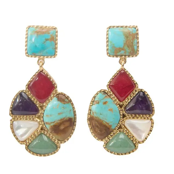 CHRISTINA GREENE Gold / Blue Tulum Earring - Gold/blue
