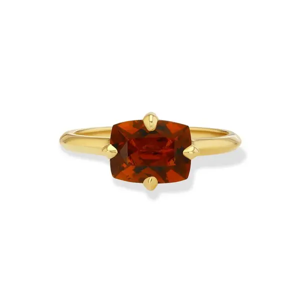 JEWELBIRD Gold / Orange Madeira Citrine Elongated Cushion-cut Ring - Gold/orange
