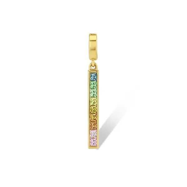 JEWELBIRD Green / Pink Peachy Green Sapphire Bar Pendant
