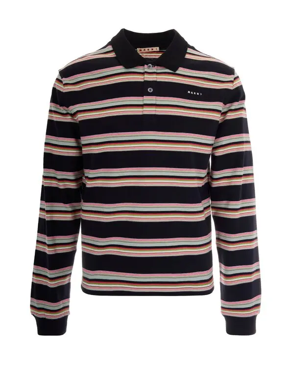 Marni Striped Long-sleeve Polo Shirt