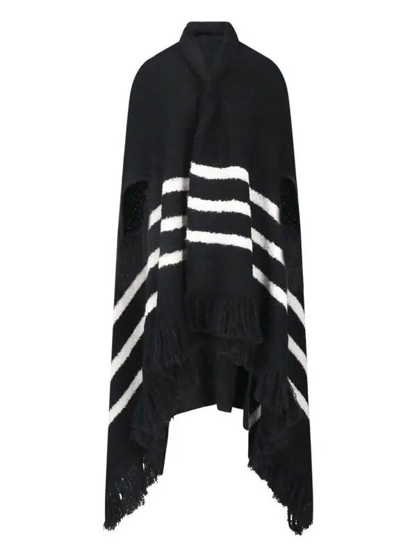 PAMPA THE BRAND Striped Fringed Poncho Cape