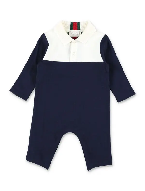 Gucci Baby Long-sleeve Polo Romper - Blu