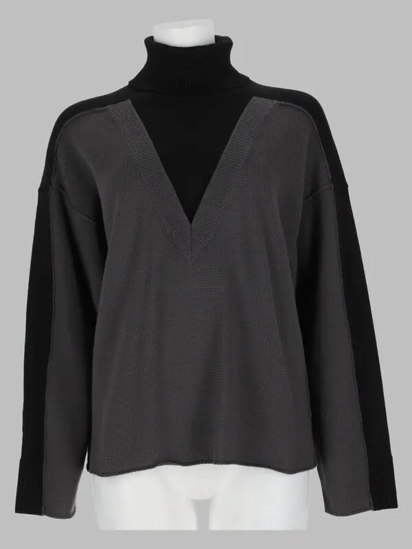 MAISON MARGIELA Wool Turtleneck V-neck Sweater