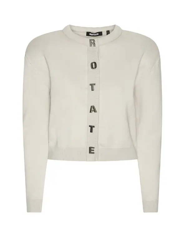 ROTATE BY BIRGER CHRISTENSEN Logo Button-front Knit Cardigan - Wind Chime Grey