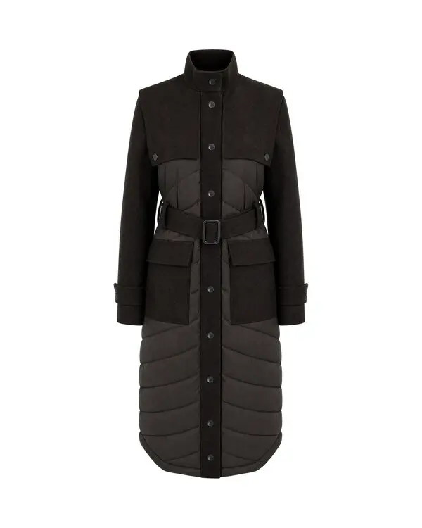 Patrizia Pepe Belted Quilted Long Coat - Mysterious Green