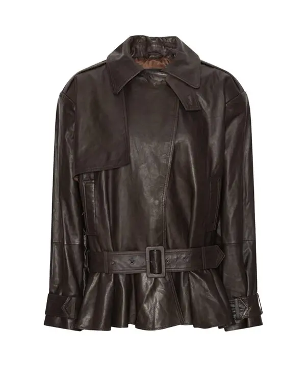 ROTATE BY BIRGER CHRISTENSEN Belted Leather Trench Coat - Molé
