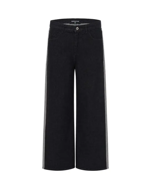 Patrizia Pepe High-rise Wide-leg Denim Pants With Contrast Side Panels