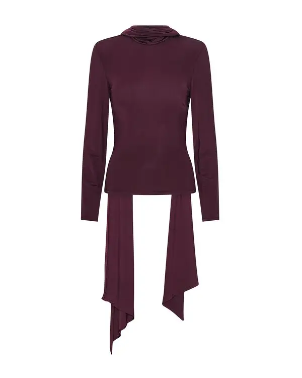 ROTATE BY BIRGER CHRISTENSEN Draped Long Sleeve Turtleneck Top
