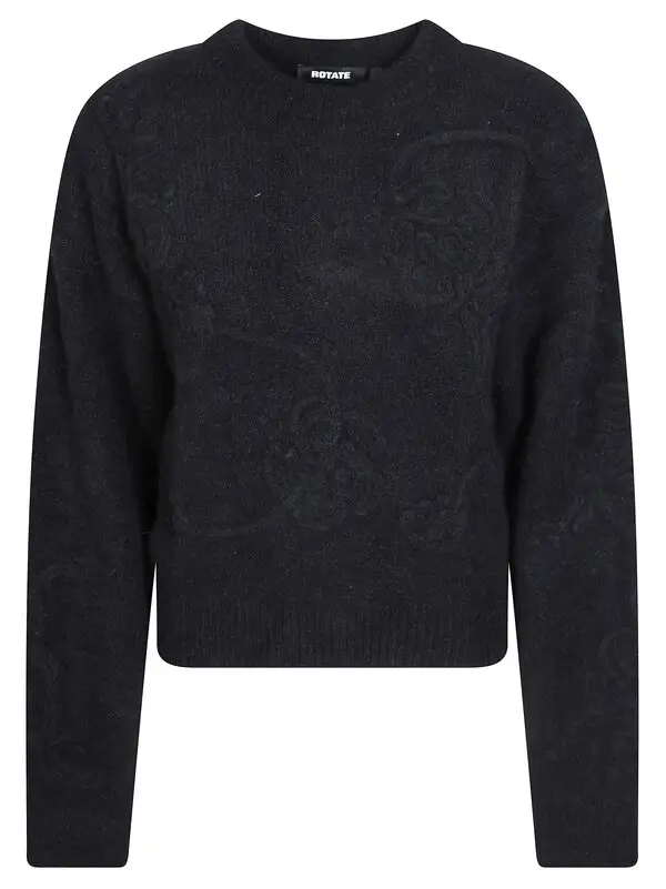 ROTATE BY BIRGER CHRISTENSEN 3d Flower Knit Crewneck Sweater
