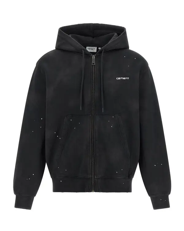 Carhartt Work In Progress Paint-splatter Zip Hoodie - Black