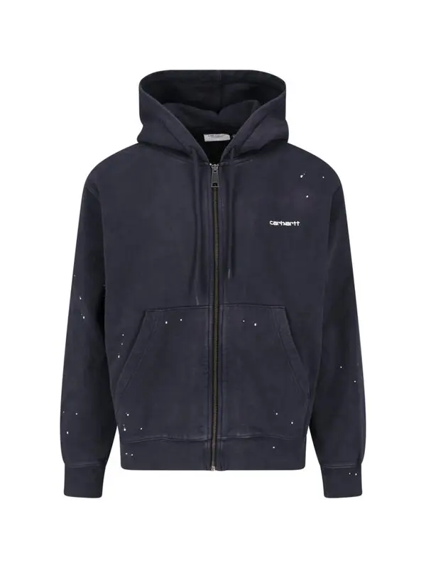 Carhartt Work In Progress Paint-splatter Zip Hoodie - Black