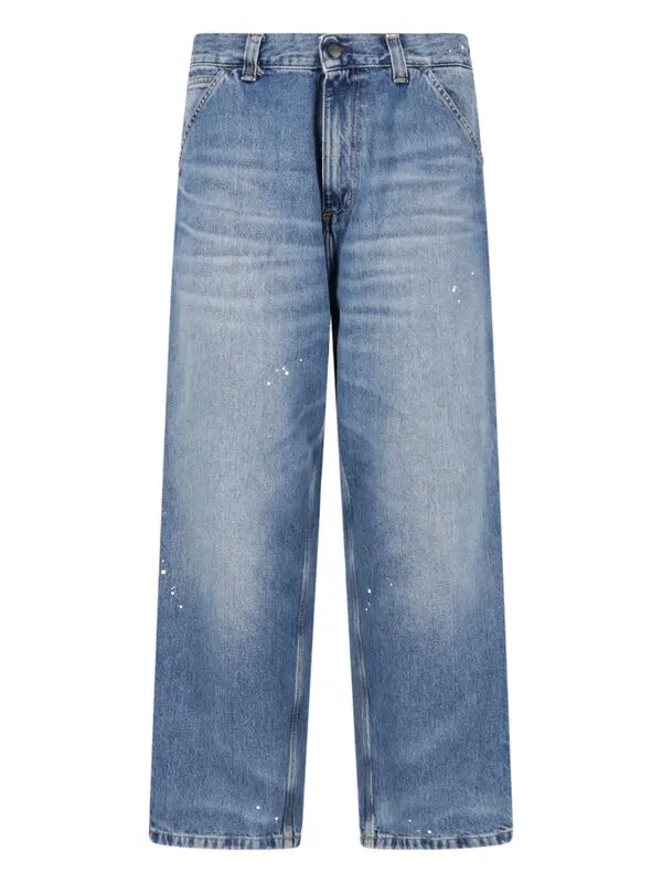Carhartt Work In Progress Relaxed Wide-leg Jeans With Paint Splatter