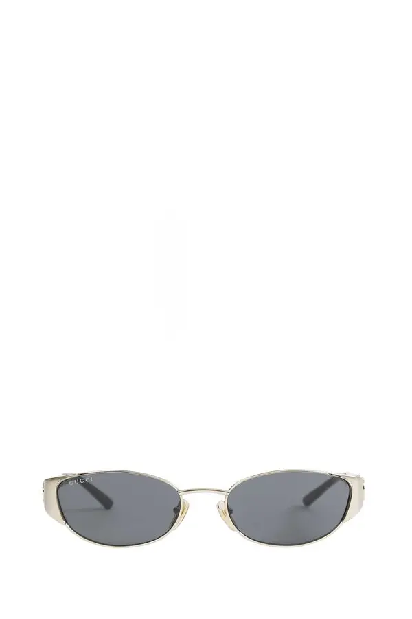 Gucci Metal Oval Sunglasses With Interlocking G Detail - Oro