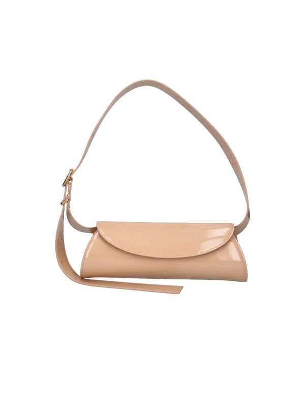 JIL SANDER Patent Leather Shoulder Bag - Beige