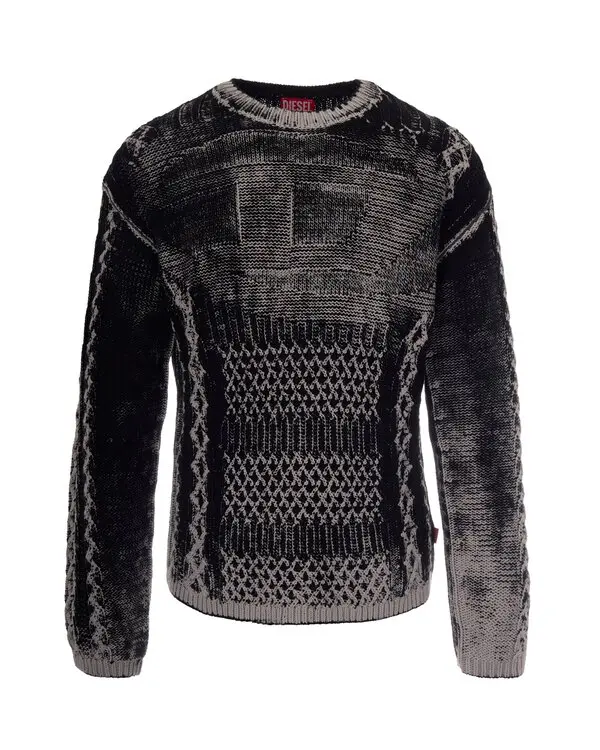 DIESEL® Textured Knit Crewneck Sweater - Black