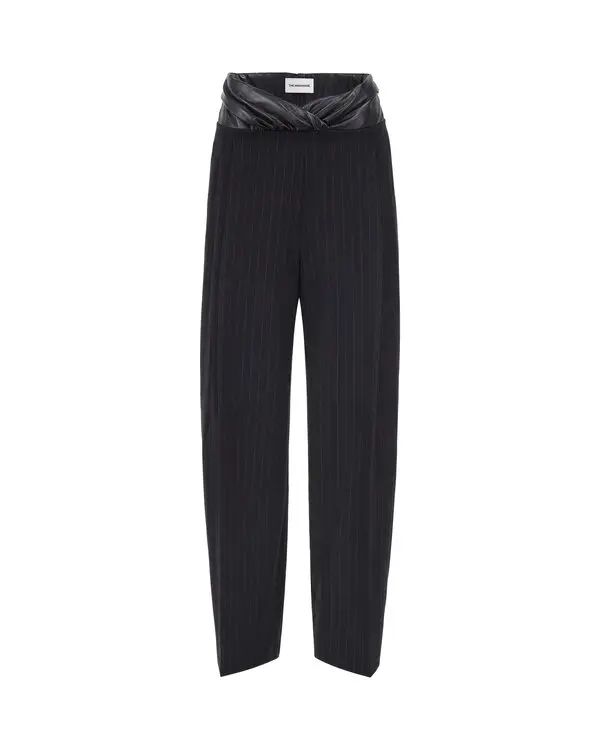 Andamane Pinstripe Wide-leg Trousers With Twisted Waistband - Black/white