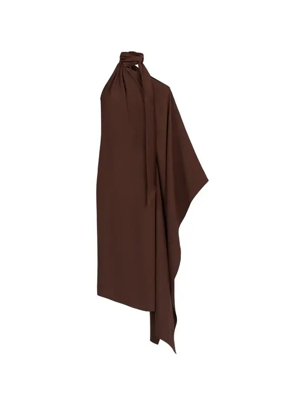TALLER MARMO Asymmetrical Off-the-shoulder Viscose-blend Crepe Cady Dress - Marrone