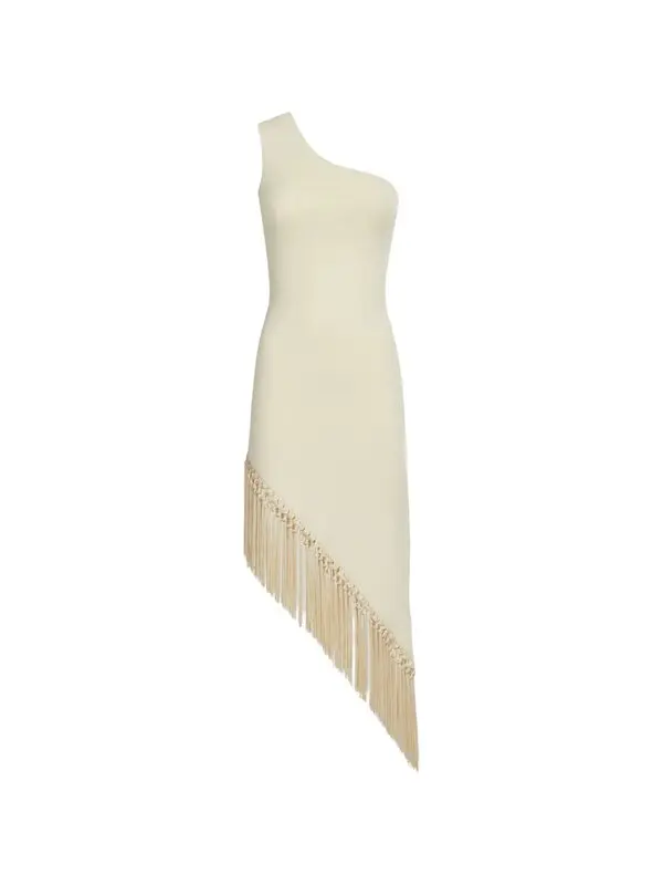 TALLER MARMO One-shoulder Fringe Mini Dress - Bianco