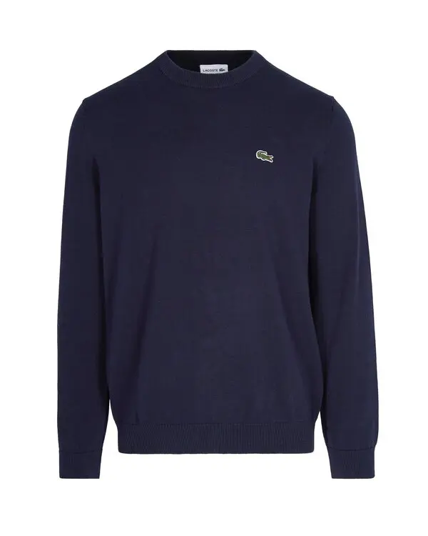 Lacoste Crewneck Sweater With Embroidered Logo - Navy Blue