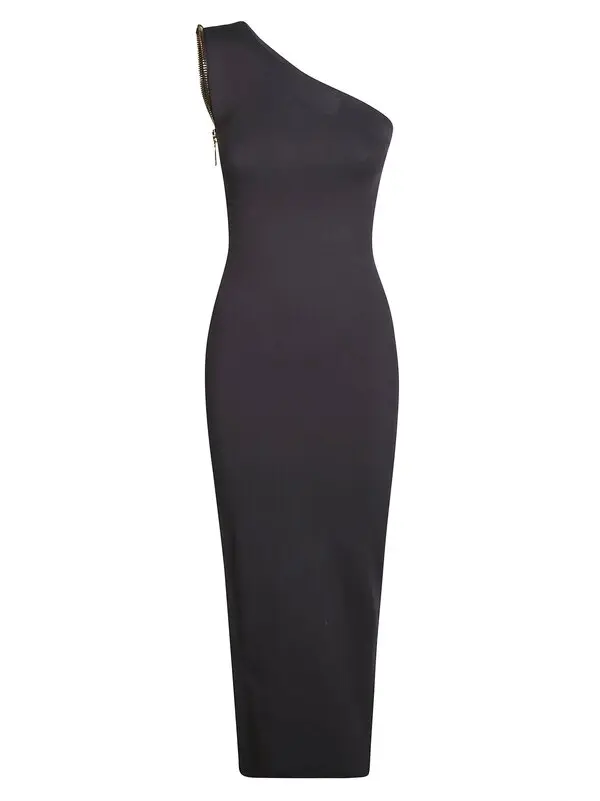 Elisabetta Franchi One-shoulder Knit Dress With Zipper Detail