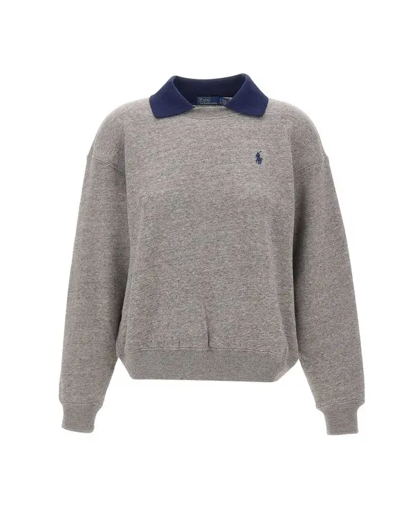 Polo Ralph Lauren Ribbed Knit Polo Collar Crew Neck Sweater - Grigio