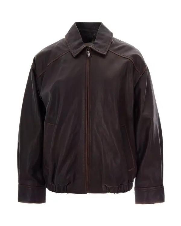 Max Mara Leather Bomber Jacket