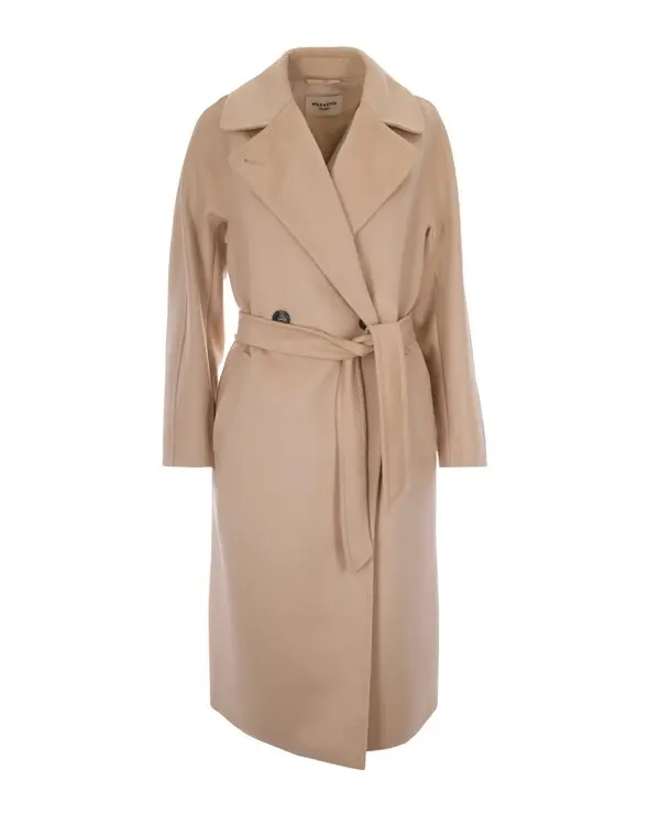 Max Mara Wool Belted Long Coat - Mandorla