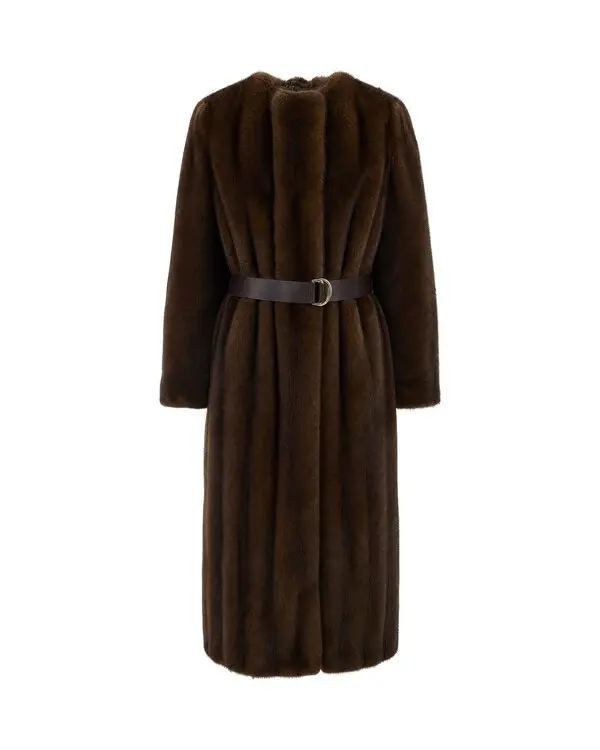 Max Mara Belted Fur Coat - Nocciola