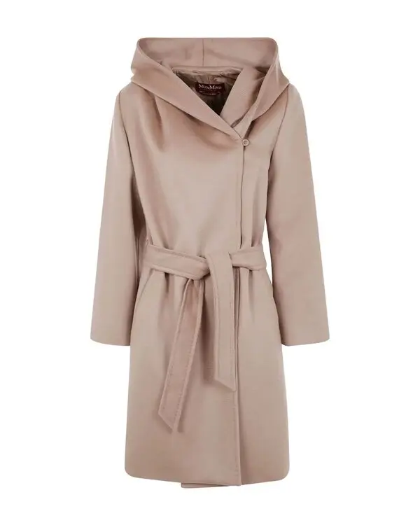 Max Mara Hooded Belted Wool Coat - Cammello