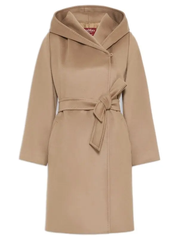 Max Mara Double-drap Virgin Wool Belted Jacket - Beige