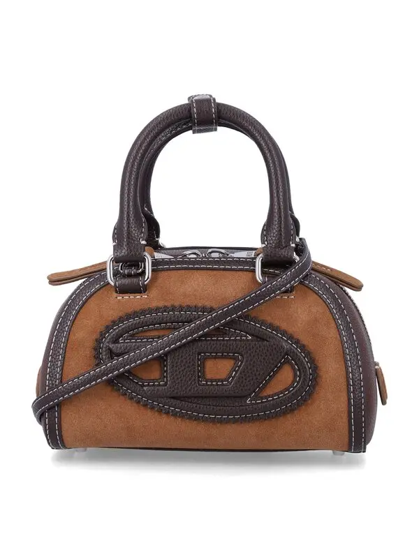 DIESEL® Logo Embellished Top Handle Satchel - Tan Brown