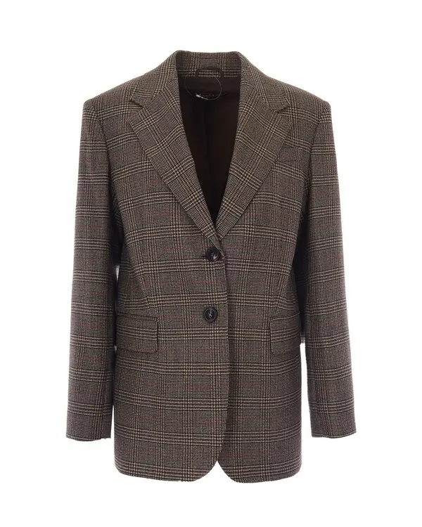 Max Mara Plaid Single-breasted Blazer - Nero