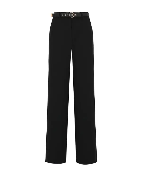 Max Mara Belted Wide-leg Trousers - Nero