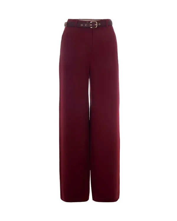 Max Mara Belted Wide-leg Trousers - Rubino