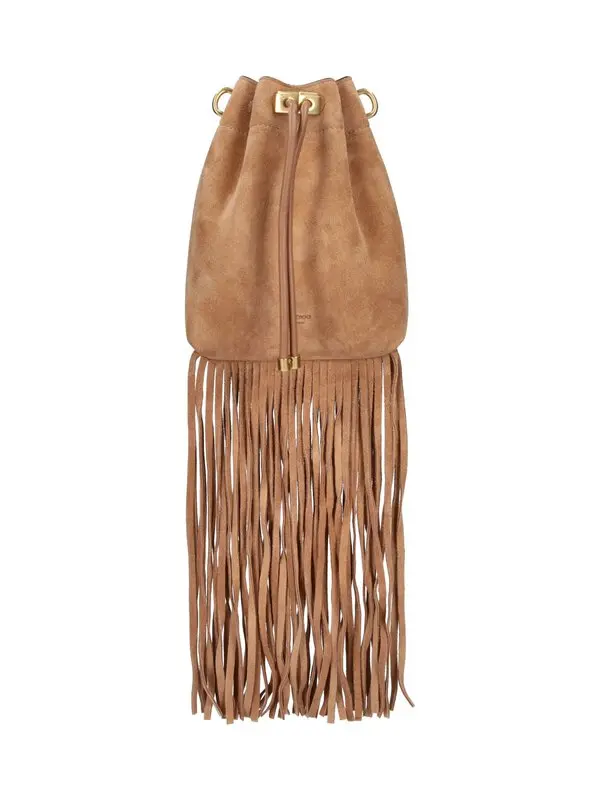 JIMMY CHOO Suede Fringe Bucket Bag